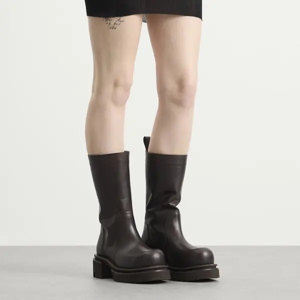 Rick Owens Bogun Calf Boots - Dark Dust | Editorialist